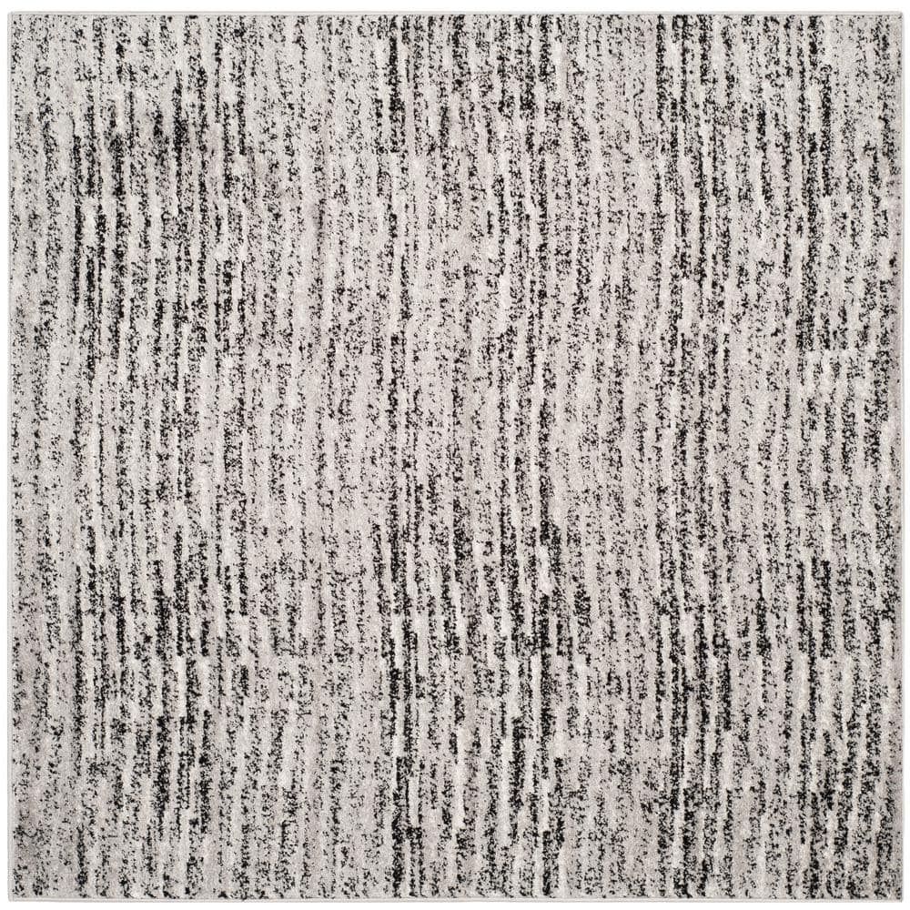 SAFAVIEH Adirondack Black/Silver 6 ft. x 6 ft. Square Striped Area Rug ...