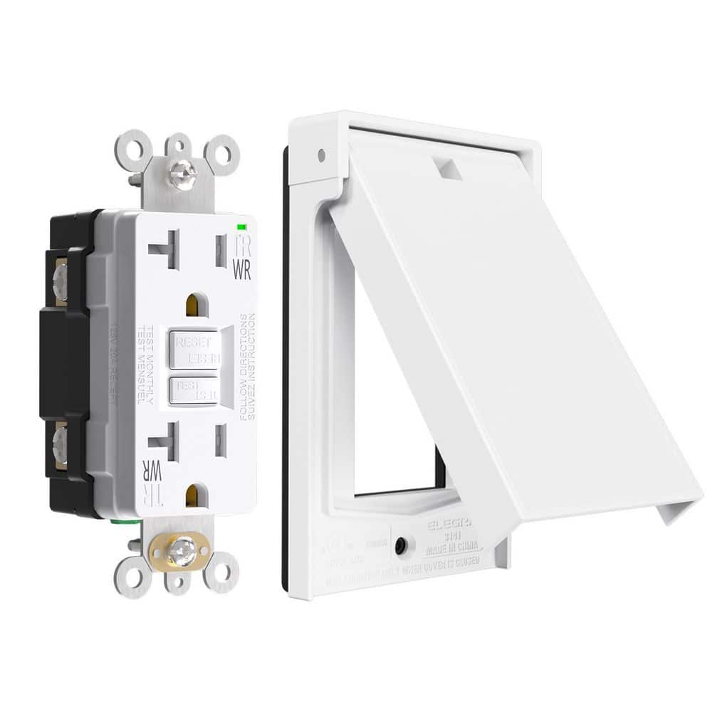ELEGRP GFCI Outlet with Vertical Outdoor Cover, Weather Resistant 20 ...