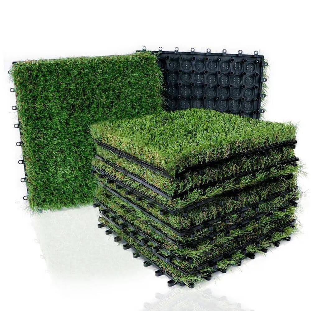 Angel Sar 1 ft. x 1 ft. Composite Green Artificial Grass Turf ...