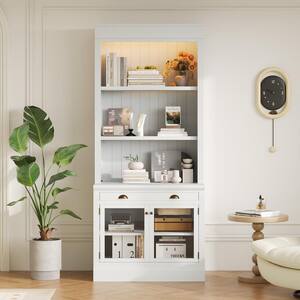 Harper & Bright Designs 83.4 in. Tall White Wood 3-Shelf Accent ...
