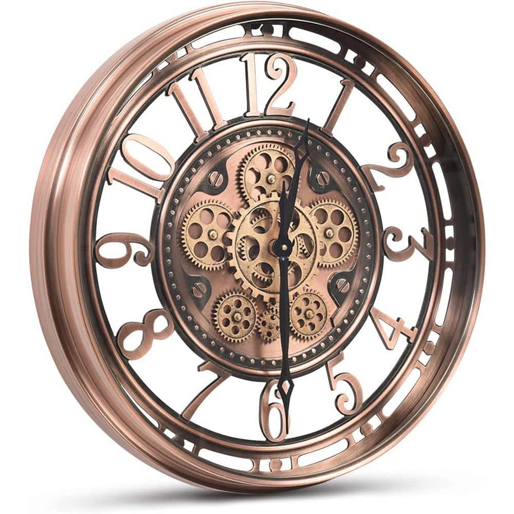 Cubilan Bronze Moving Gear Modern Wall Clock MQQM01 - The Home Depot