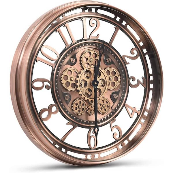 Cubilan Bronze Moving Gear Modern Wall Clock MQQM01 - The Home Depot