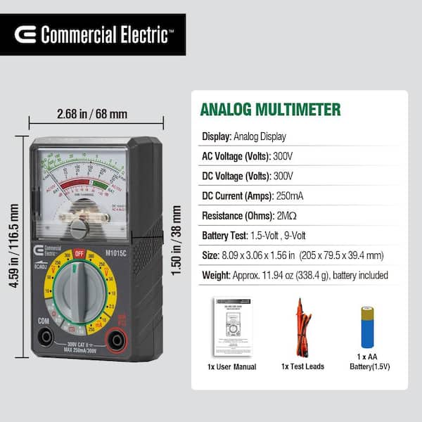 Commercial Electric Analog Multi-Meter M1015C - The Home Depot