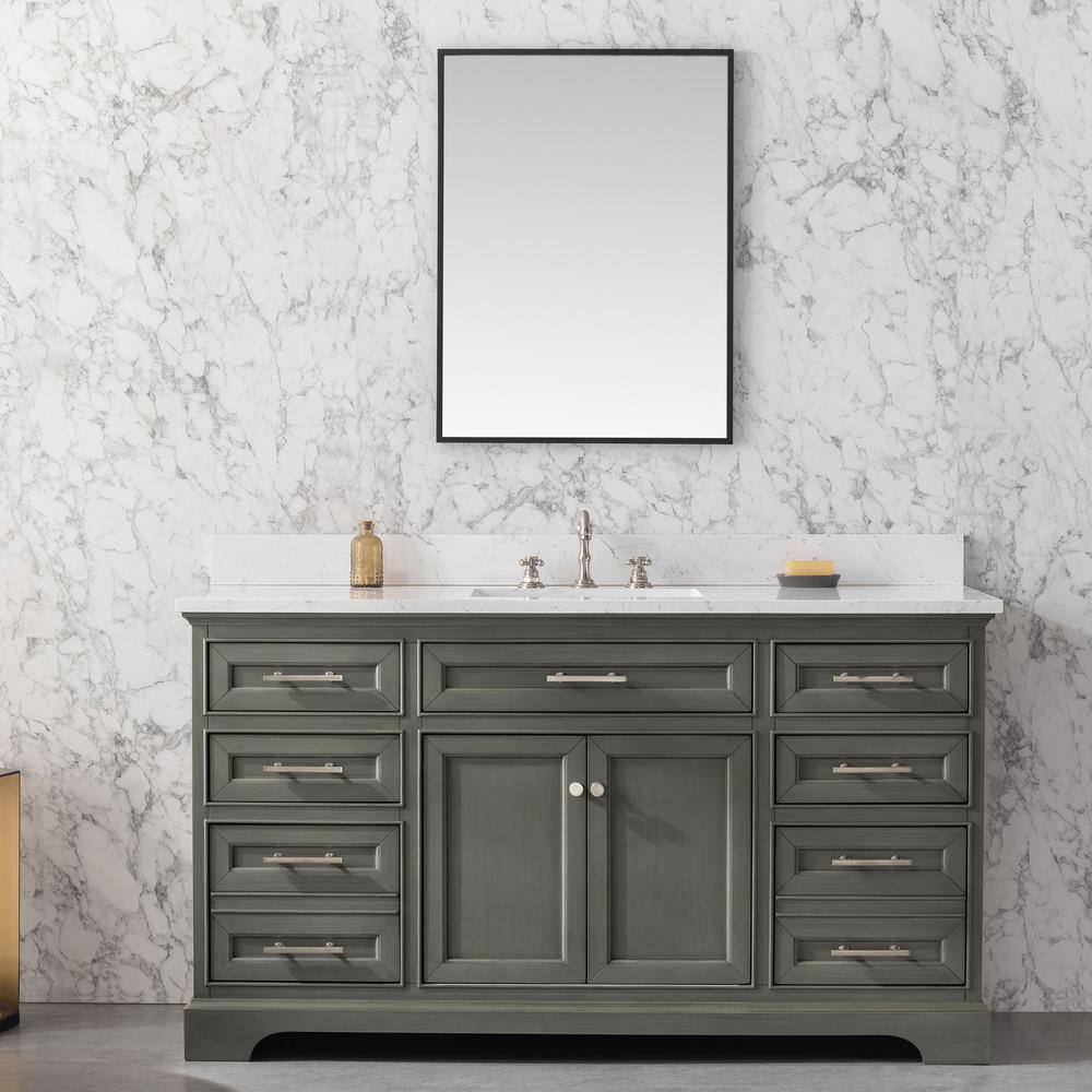 SUDIO Thompson 60 in. W x 22 in. D Bath Vanity in Silver Gray with ...