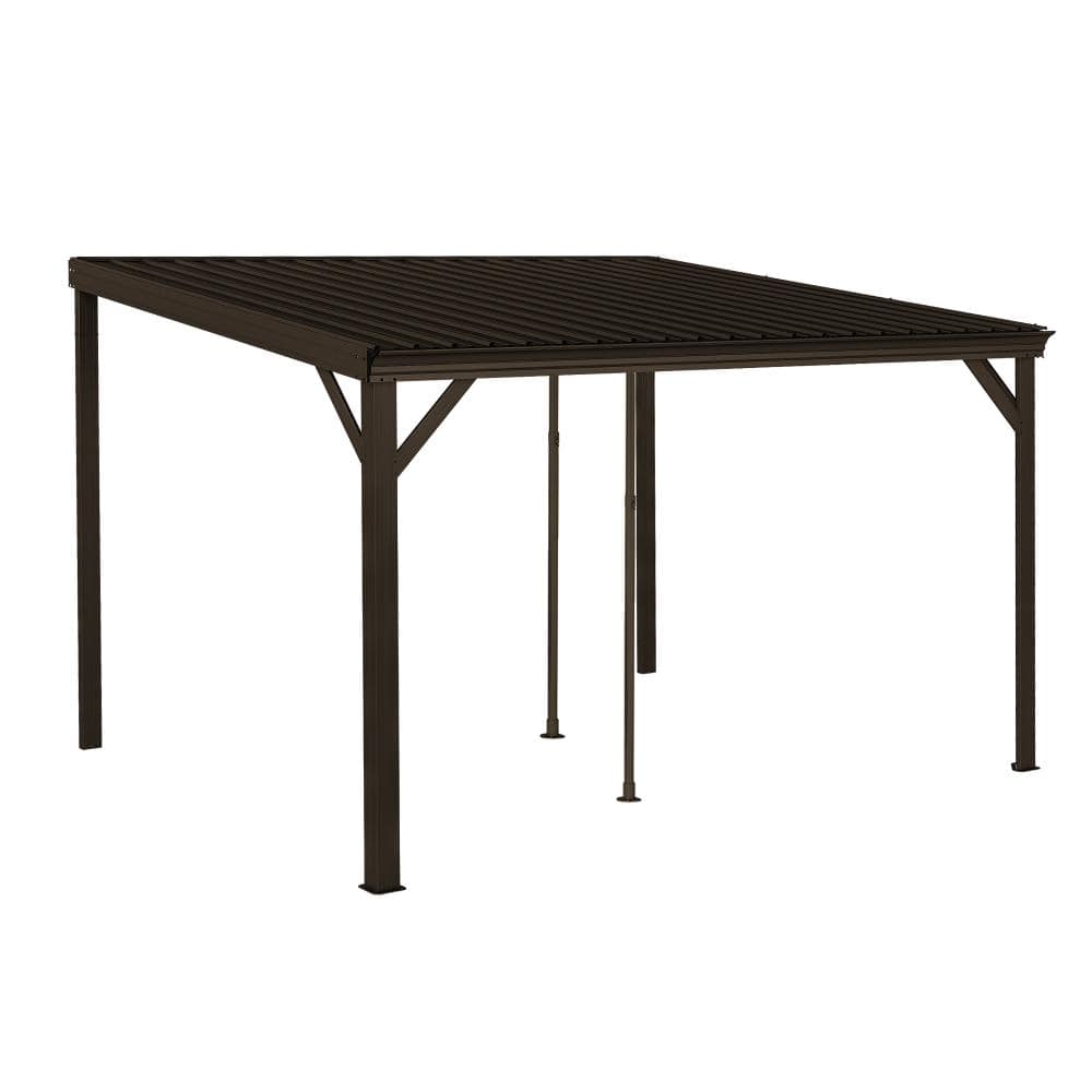 10 ft.W x 12 ft.D Metal Outdoor Hardtop Wall Mounted Gazebo with ...