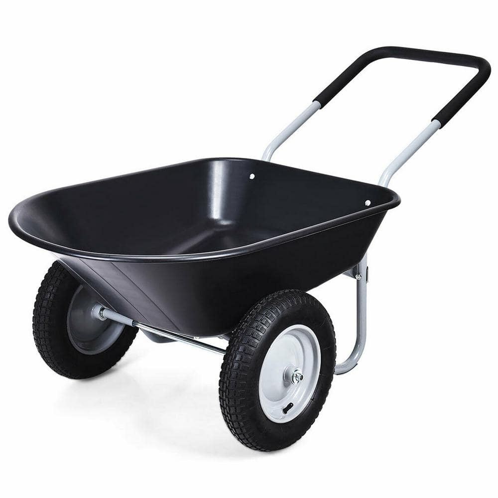 WELLFOR 5 cu. ft. Plastic Garden Dolly Post Hole Digger Utility Cart ...