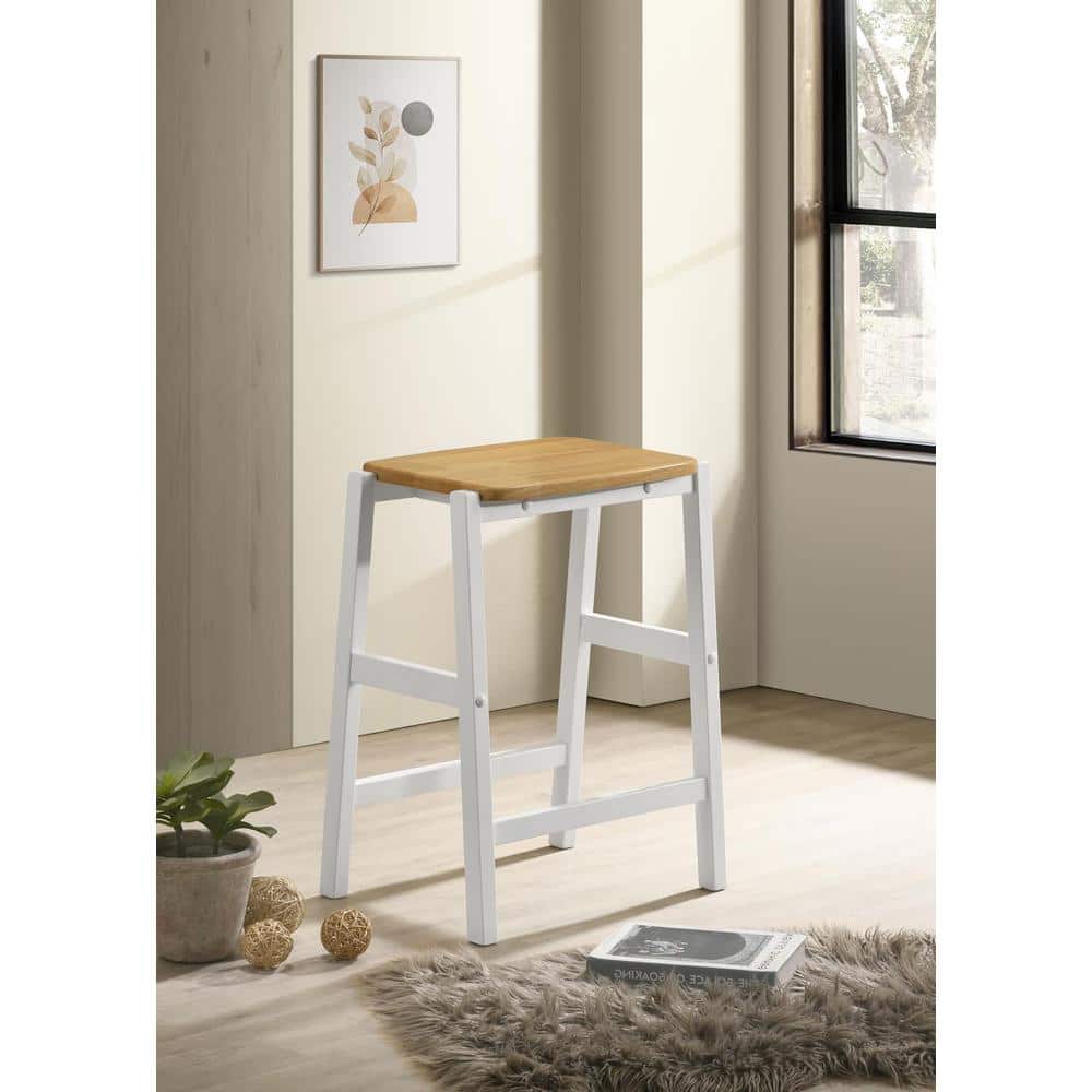 Coaster Edgeworth 23.75 in. Natural and White Backless Wood Frame ...
