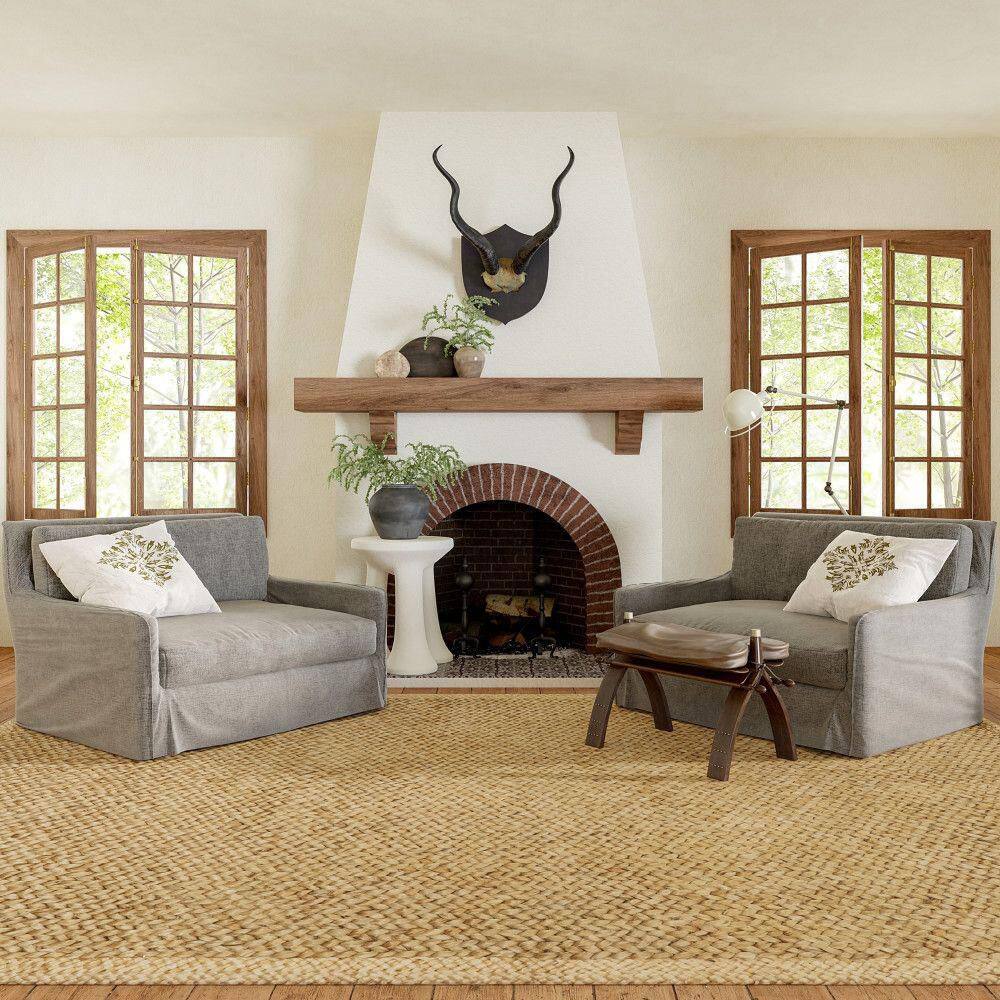 RUGS USA Lauren Liess Willow Bordered Jute Natural 4 ft. x 6 ft. Area ...