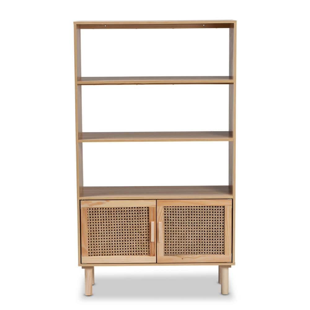 Baxton Studio Faulkner 55.1 in. Beige and Natural Brown 3-Shelf Accent ...