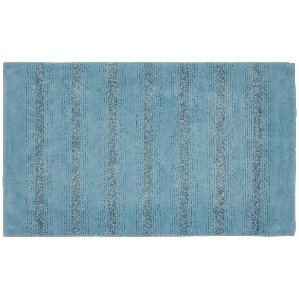 Garland Rug Essence Basin Blue 30 in. x 50 in. Stripe Nylon Bath Mat ...