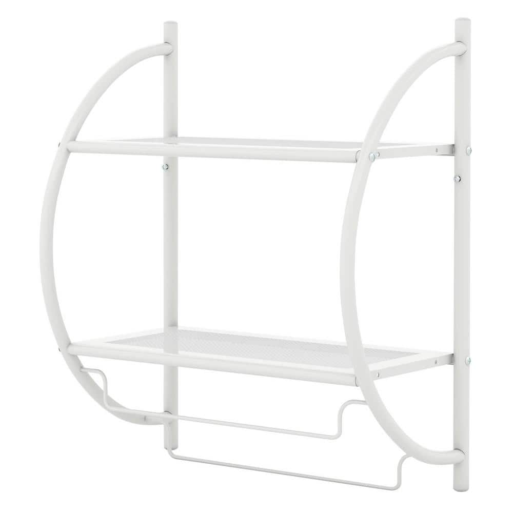Costway Wall Mounted Bathroom Shelf Shower Caddy 18 in . White with 2 ...