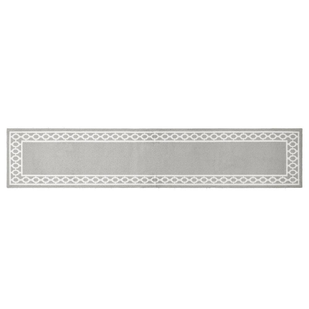 Jean Pierre NEW YORK Christine Border 2 ft. x 12 ft. Light Gray/White ...