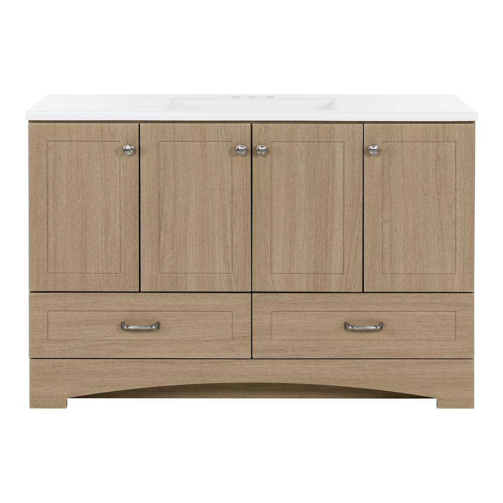 Reviews for Glacier Bay Lancaster 49 in. Single Sink Beige Oak Bath ...