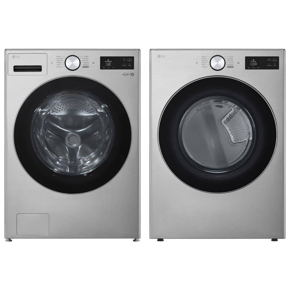 LG 5.0 cu. ft. Stackable Smart Front Load Washer and 7.4 cu. ft. Vented ...
