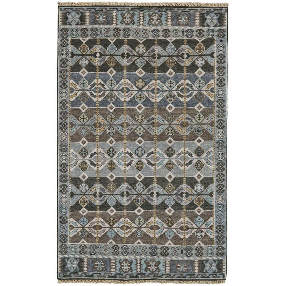 HomeRoots 2 ft. x 3 ft. Blue, Brown, Gray Abstract Area Rug 2000567915 ...