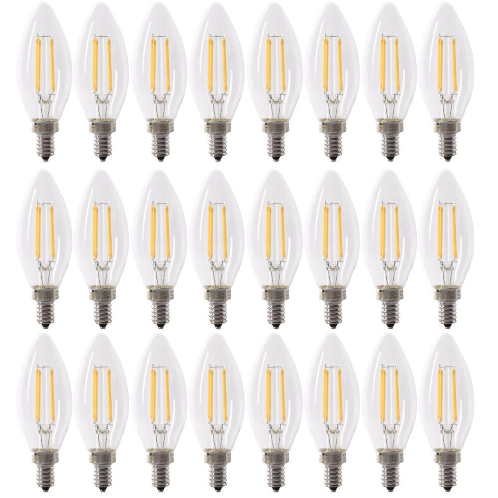 Feit Electric 40-Watt Equivalent B10 E12 Candelabra Dimmable Filament CEC Clear Glass Chandelier ...