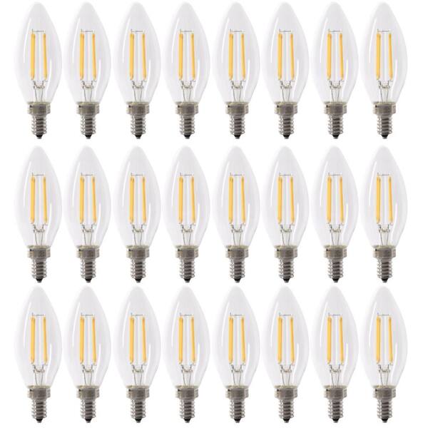Feit Electric 40-Watt Equivalent B10 E12 Candelabra Dimmable Filament CEC Clear Glass Chandelier ...