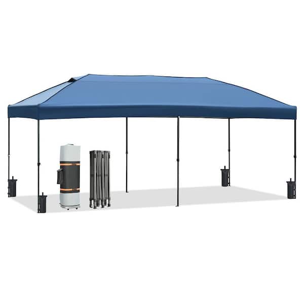10 ft. x 20 ft. Navy Outdoor Pop Up Canopy with Sidewalls and Wheeled ...