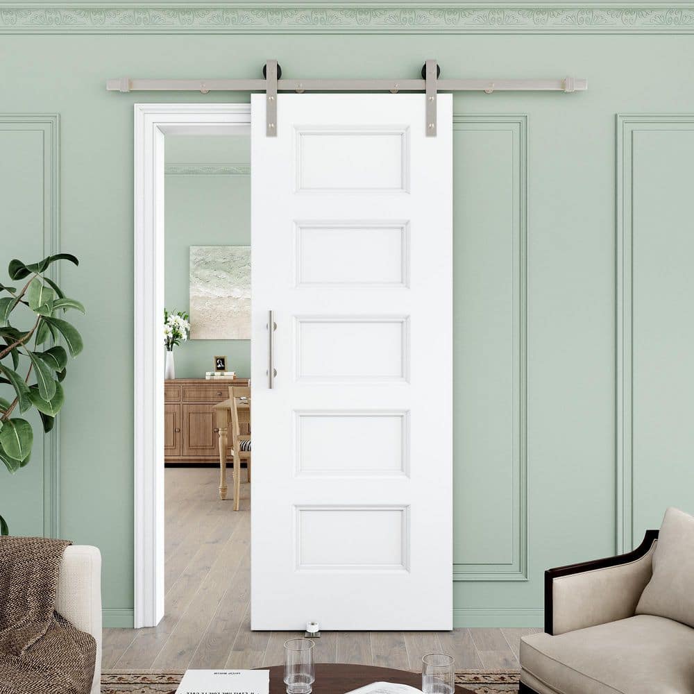 EH PUERTA 30 in. x 80 in. 5 Panel White Primed MDF No Assembly Required ...