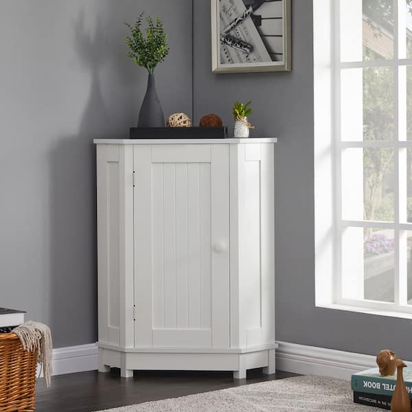 Tatahance 24.8 in. W x 17.5 in. D x 31.4 in. H White Wood Freestanding ...
