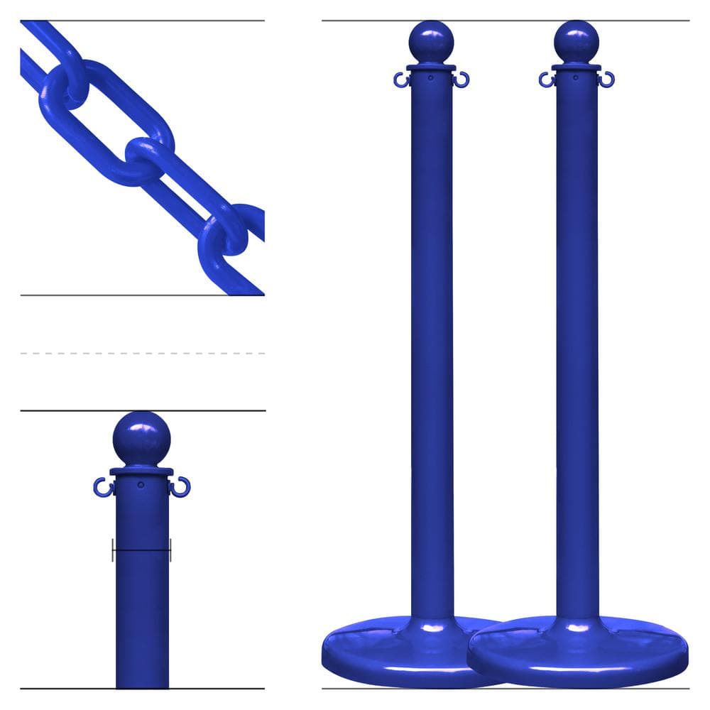 Mr. Chain Blue Medium Duty Stanchion & Chain Kit (2-Pack) 71106-2 - The ...
