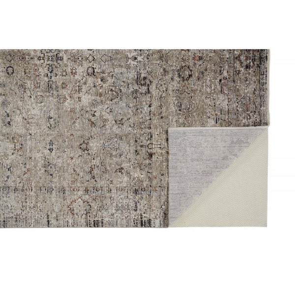 HomeRoots 2 ft. x 8 ft. Ivory, Gray Abstract Area Rug 2000512477 - The ...