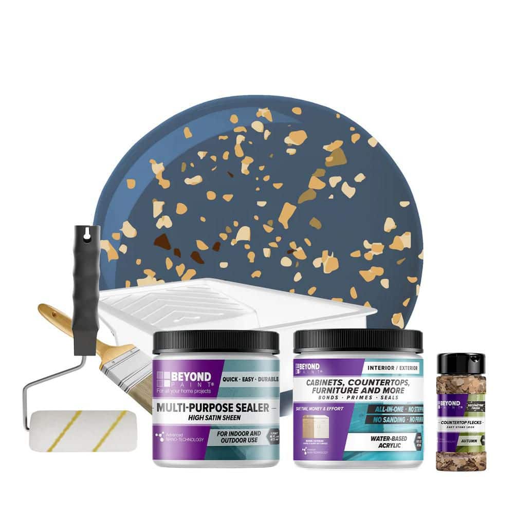 BEYOND PAINT Deep Blue Flat Countertop Kit and Autumn Flecks BP63 - The ...