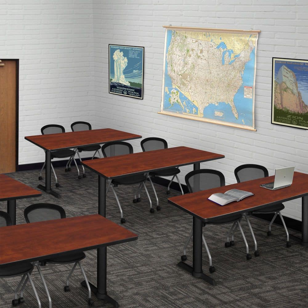 Regency Cain 48 in. x 24 in. Cherry T-Base Training Seminar Table Desk ...