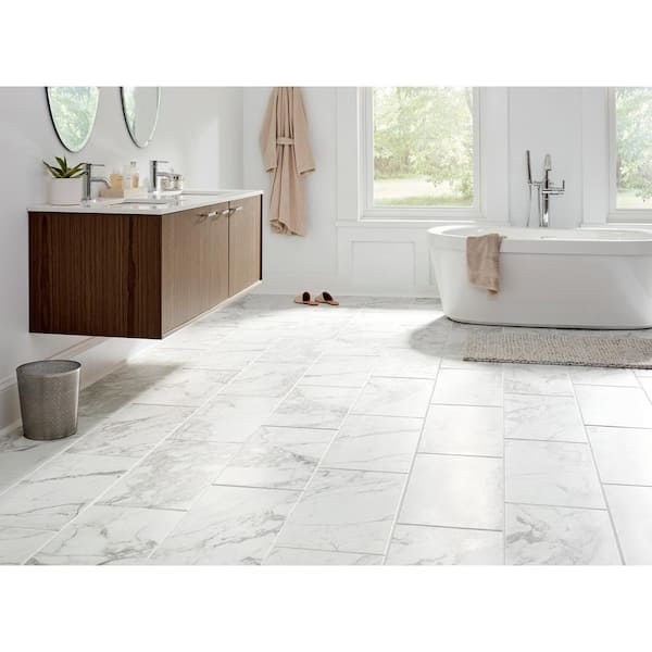 Marazzi EpicClean Milton Arabescato Marble 12 in. x 24 in. Glazed ...