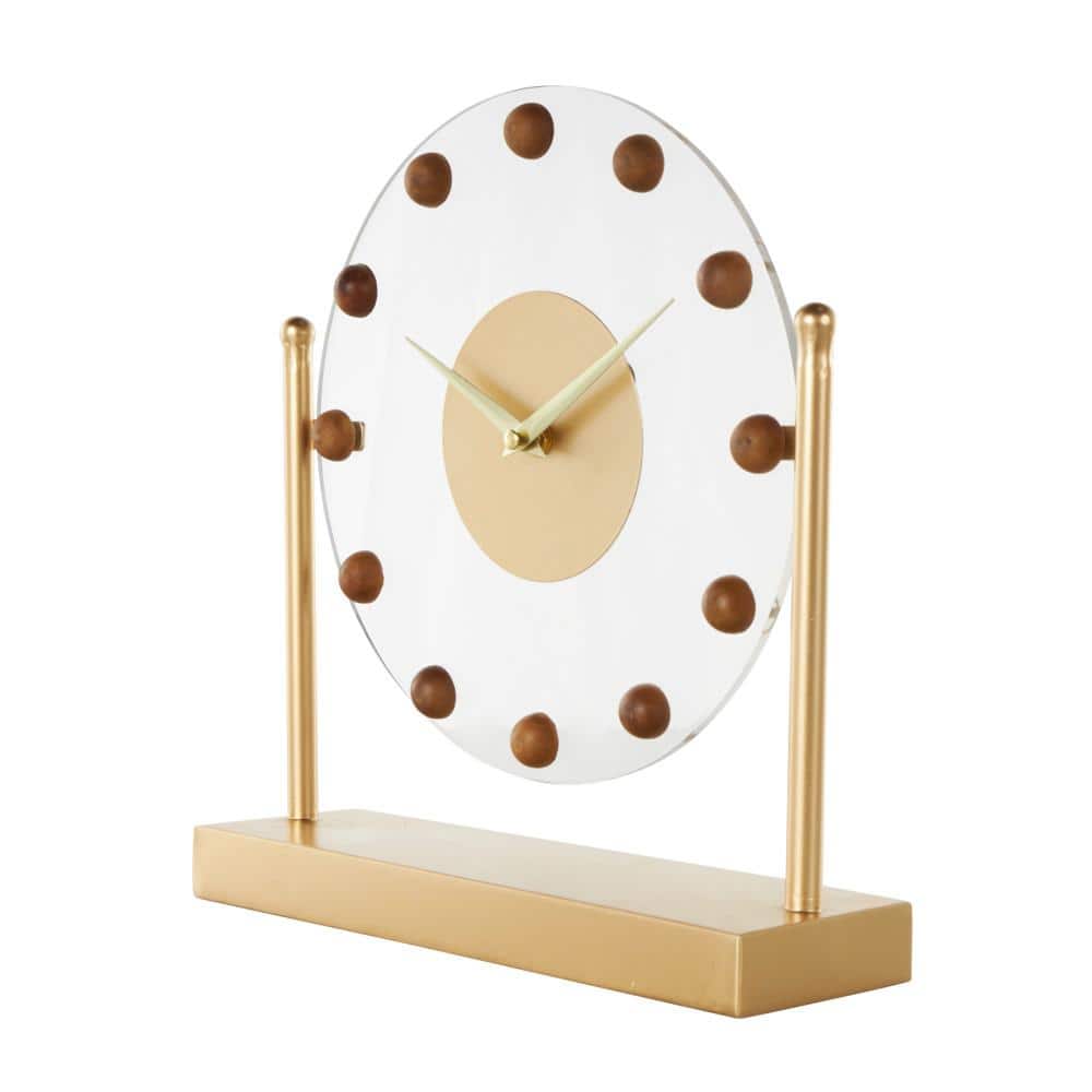 Litton Lane Gold Metal Acrylic Face Clock with Wood Ball Accents 046110 ...