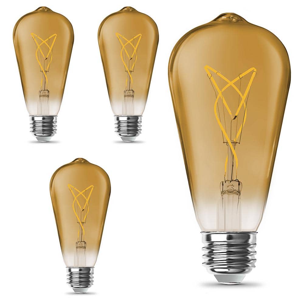 Feit Electric 60-Watt Equivalent ST19 Knot Thin Filament Amber Glass ...