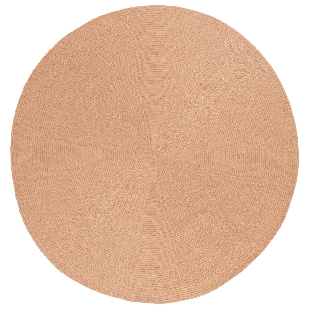 SAFAVIEH Braided Tan 6 ft. x 6 ft. Abstract Round Area Rug BRD402E-6R ...
