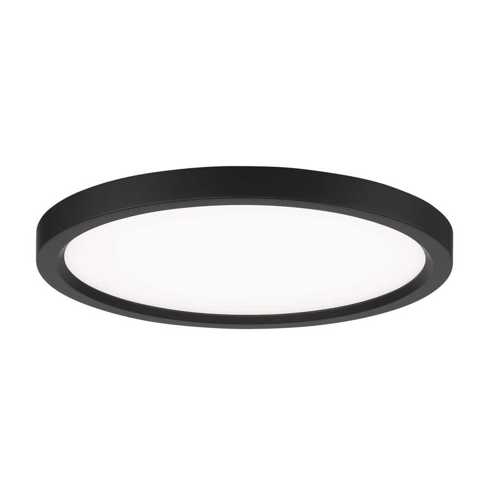 Minka Lavery Vantage 15 in. 1-Light Black LED Flush Mount with White ...