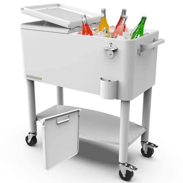 PERMASTEEL Party Cooler, 80-qt. Capacity, Divider Cooler, Rolling Ice ...