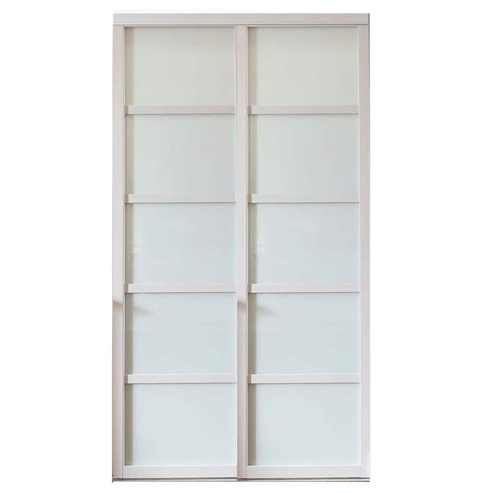 Contractors Wardrobe 72 in. x 96 in. Tranquility White Wood Frame Glass ...