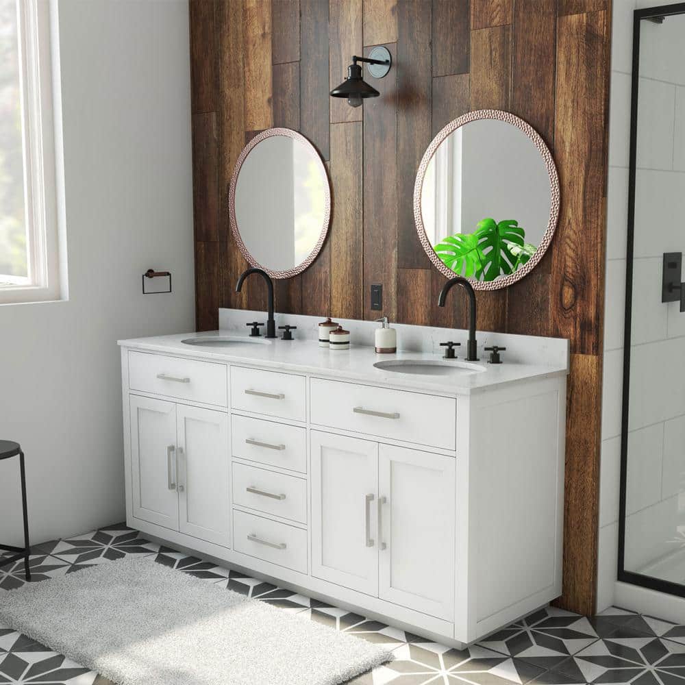 DreamLine Dexterity 72 in. W x 22 in. D x 34 in . H Oak Vanity with ...