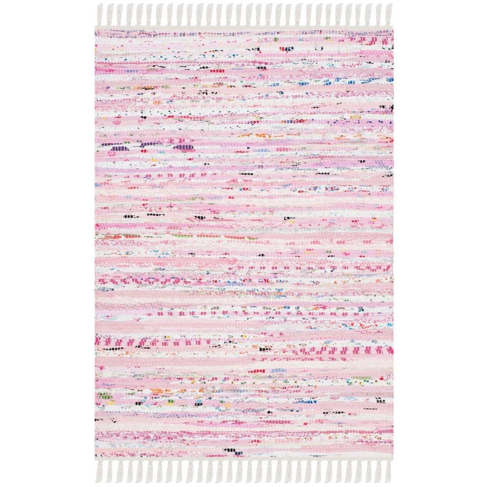 SAFAVIEH Rag Rug Light Pink/Multi Doormat 2 ft. x 3 ft. Striped Area ...