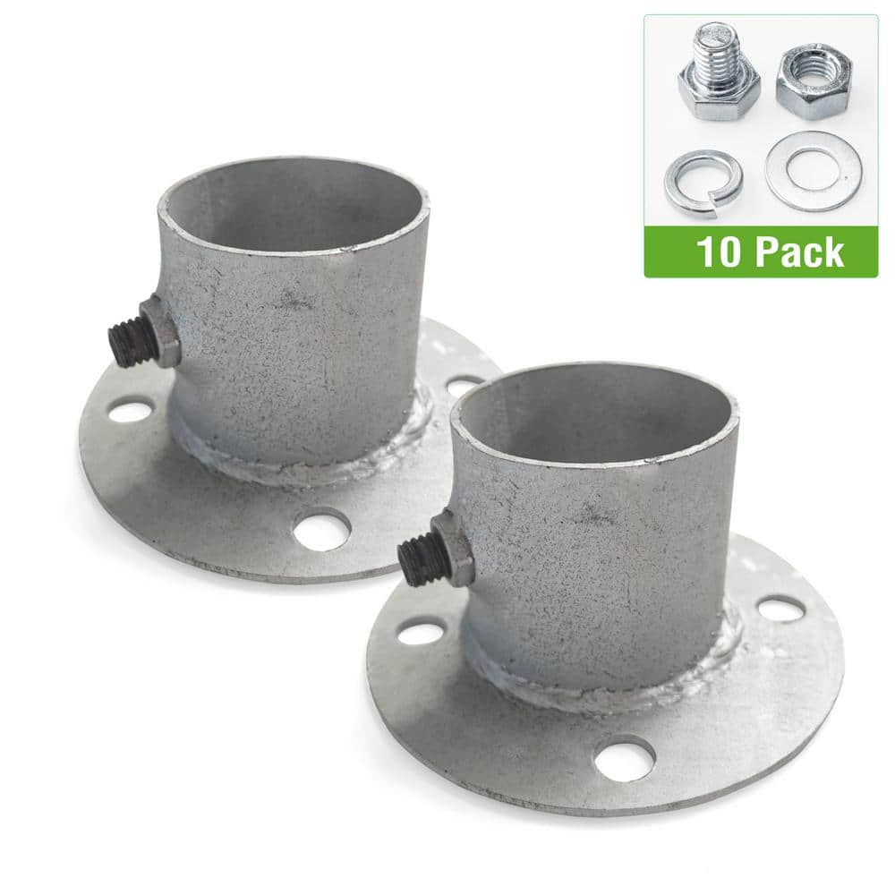 Wellco Iron Fence Post Base for 1.9 Inch Round Post, 2 Pack, with 10 ...