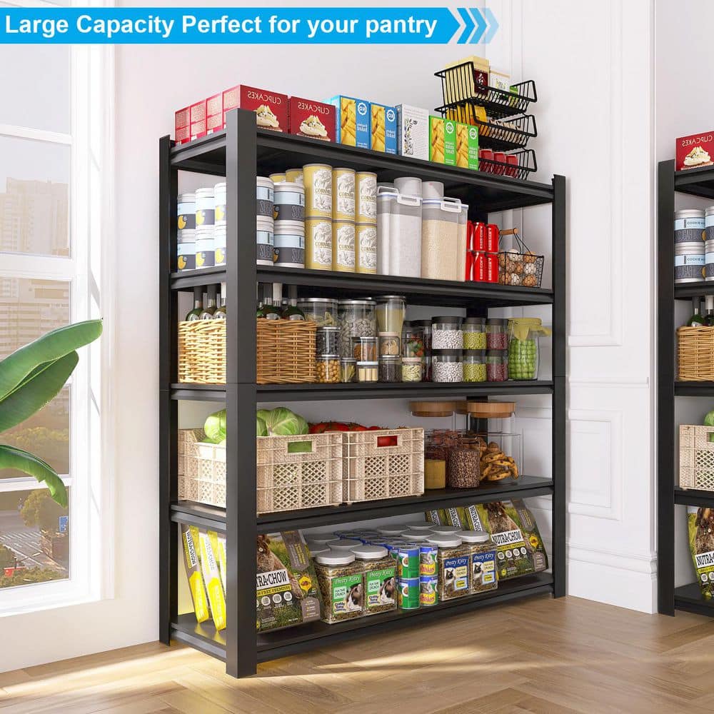 Otryad 72.05 in. Tall Black Metal Shelves with 5-Removable Dividers Are ...