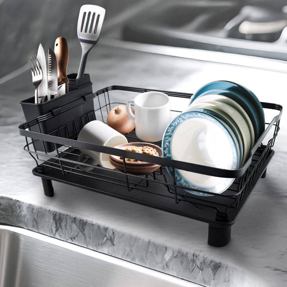 Square Matte Black Iron Standing Dish Rack AR831007B - The Home Depot
