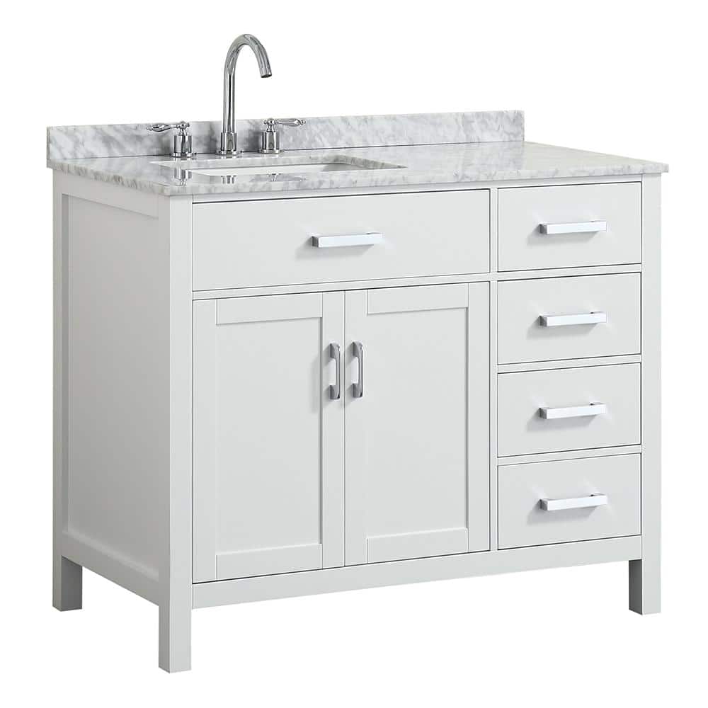 BEAUMONT DECOR Hampton 43 in. W x 22 in. D Bath Vanity in White with ...