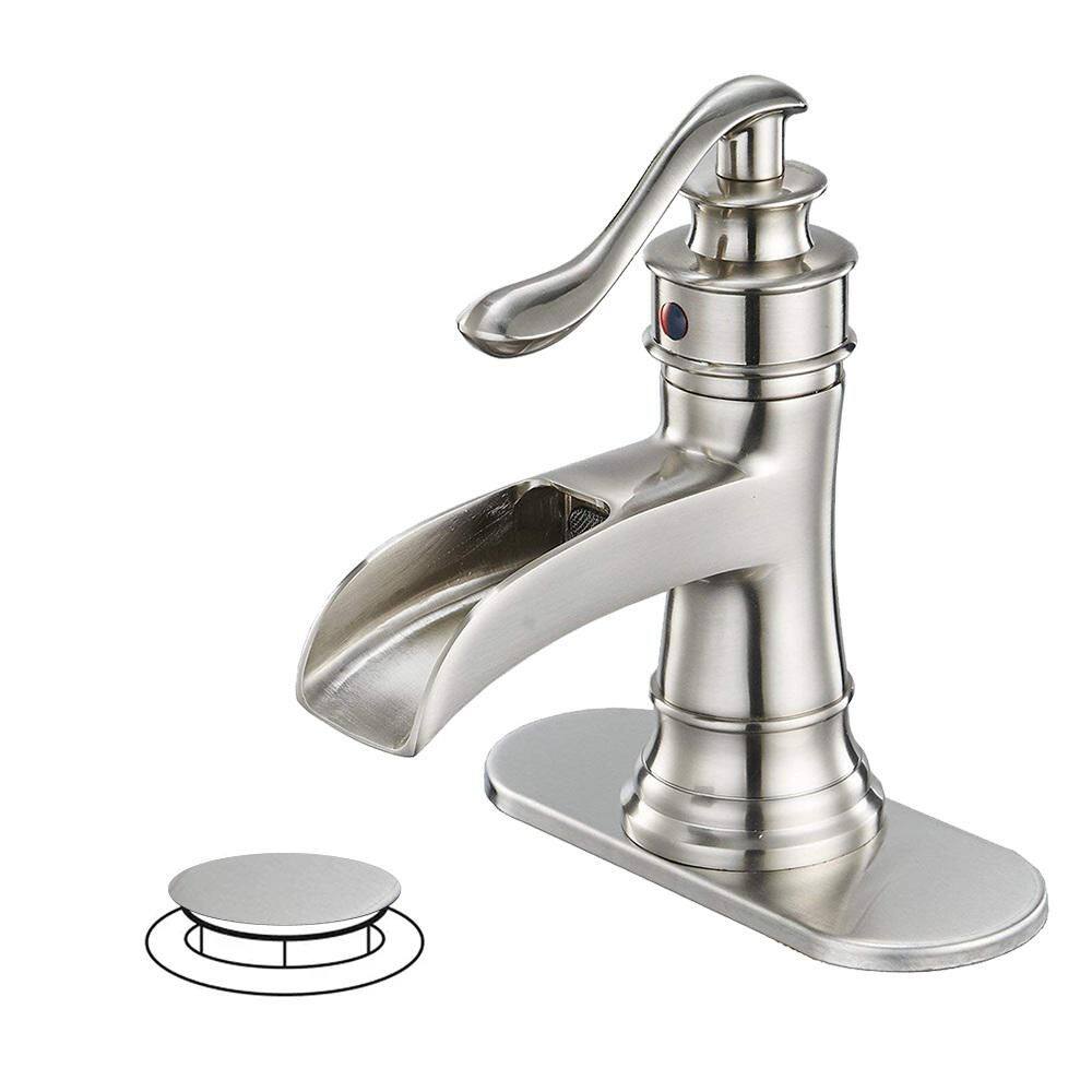 HOMEMYSTIQUE Single Handle Single Hole Bathroom Faucet with Drain Kit ...