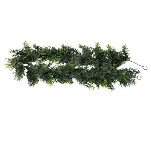 Artificial Cedar Garland Dark Green Lifelike Texture UV-Resistant Faux ...