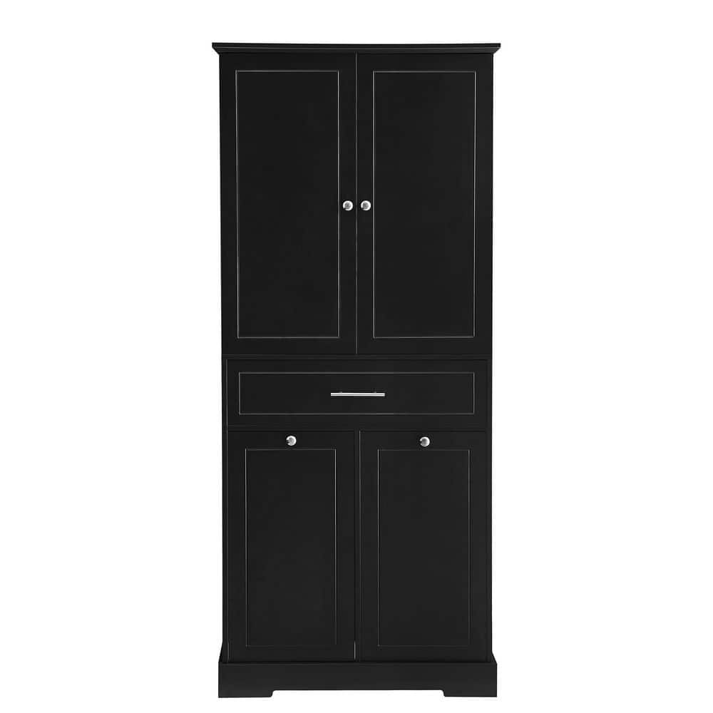 JimsMaison 31.20 in. W x 16.40 in. D x 72.60 in. H Black MDF ...