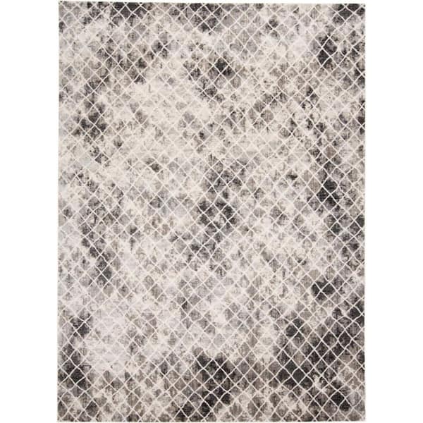 HomeRoots 2 ft. x 8 ft. Gray, Ivory Abstract Area Rug 2000512072 - The ...