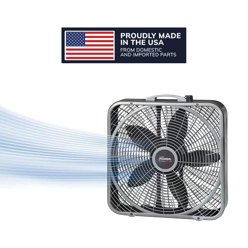 Lasko Power Plus 20 in. 3 Speed Box Fan for Home in Gray with Weather ...