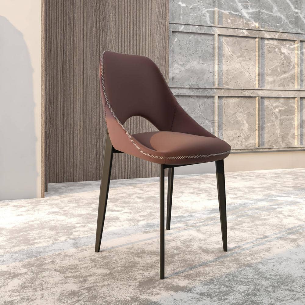 Leisuremod Upholstered Dining Chair with a Curved Open Back Design ...