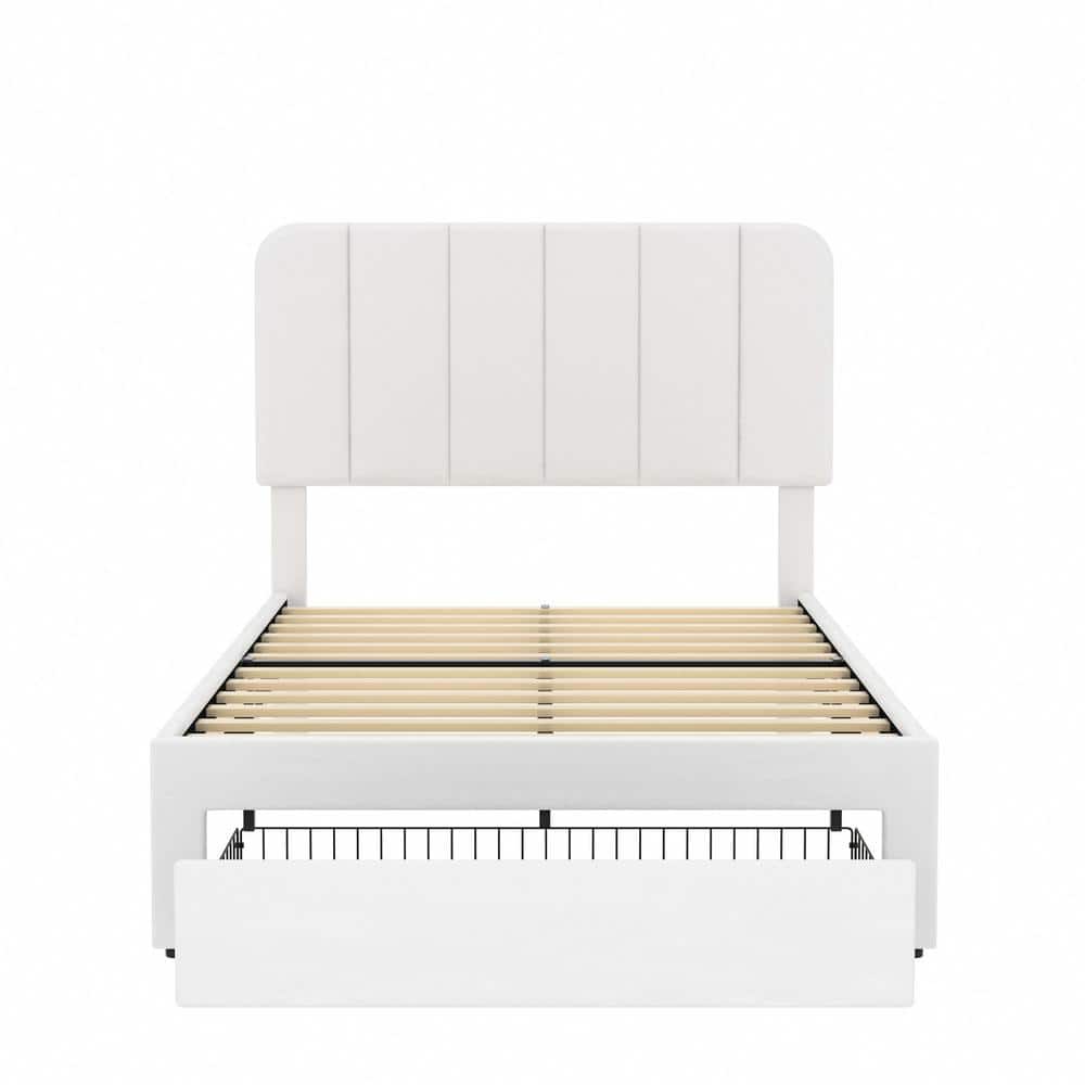 VECELO Platform Storage Bed White Metal Frame Twin Platform Bed with ... VECELO Platform Storage Bed White Metal Frame Twin Platform Bed with ...