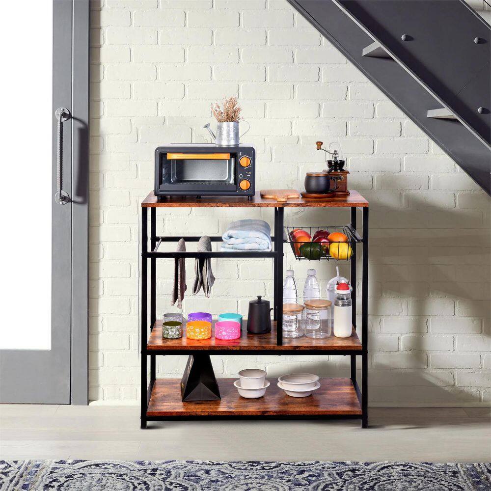 Amucolo 31.5 in. Brown Kitchen Rack Pantry Organizer inQ-CYD0-3LV - The ...