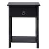 HOMESTOCK 12 in. Black Rectangle Wood End Table with Drawer and Shelf ...